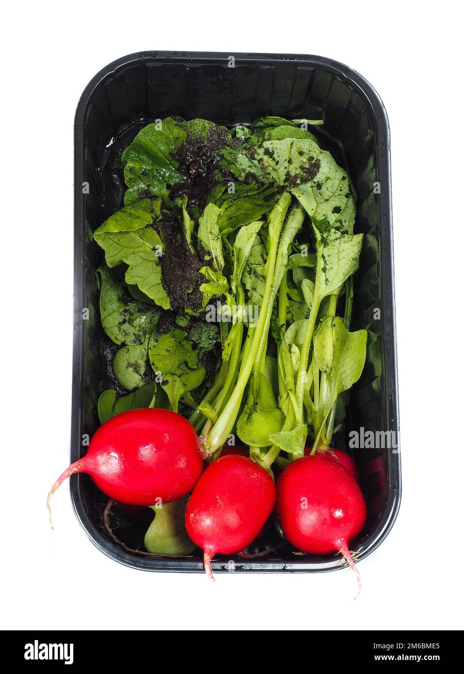 Radish in box isolated on white Stock Photo - Alamy
