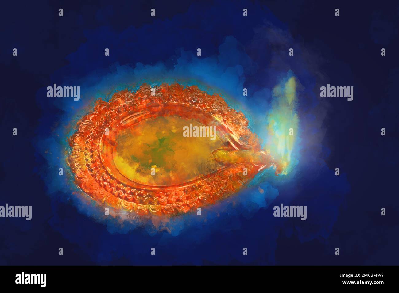 Hindu Festival Diwali Light Diya Digital Painting Stock Photo - Alamy