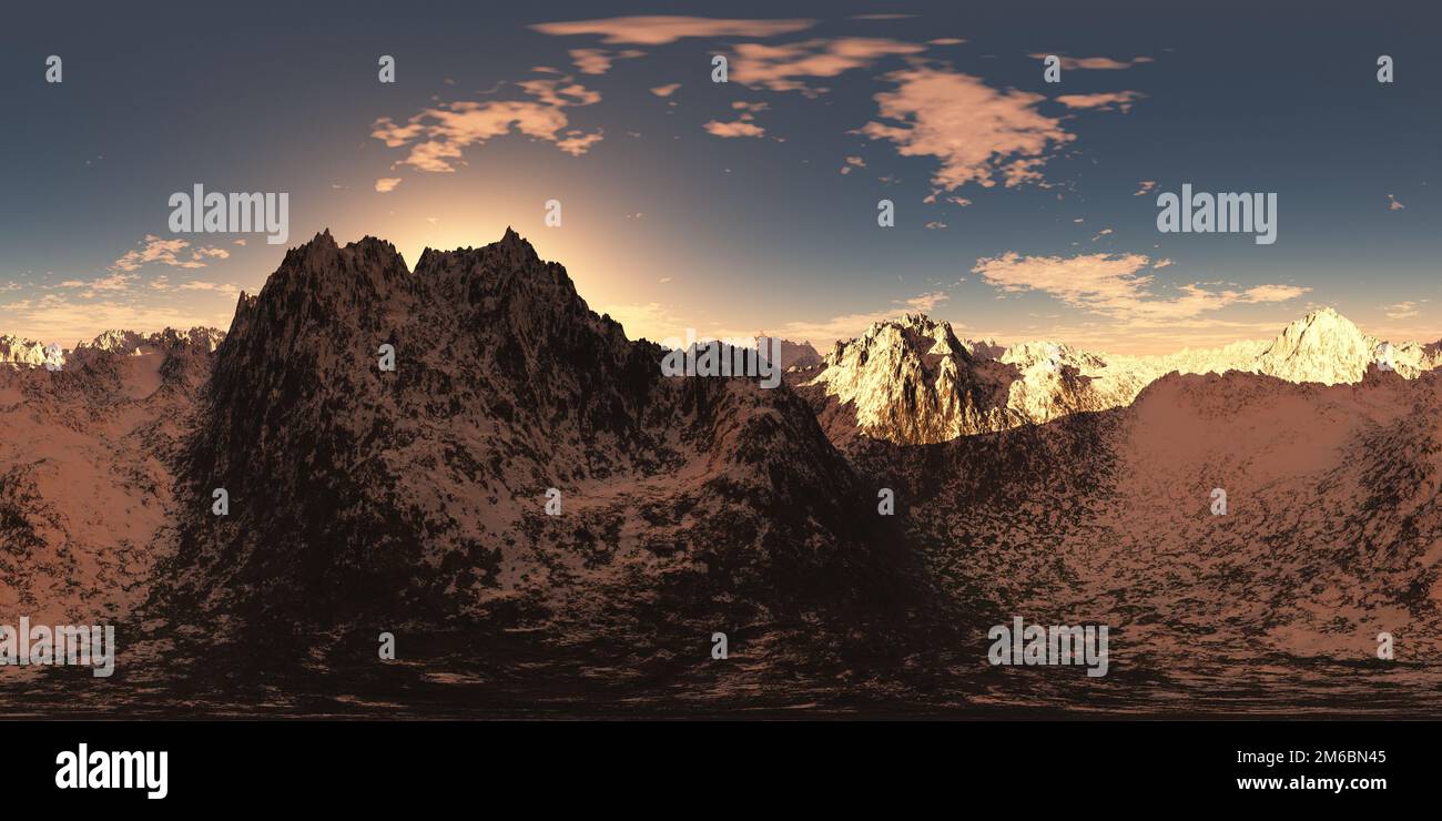 Panorama of mountains. made with the one 360 degree lense camera ...