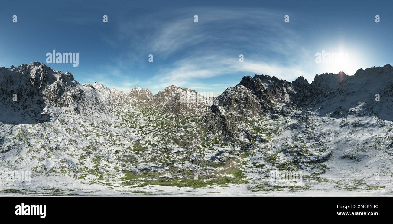 Panorama of mountains. made with the one 360 degree lense camera ...