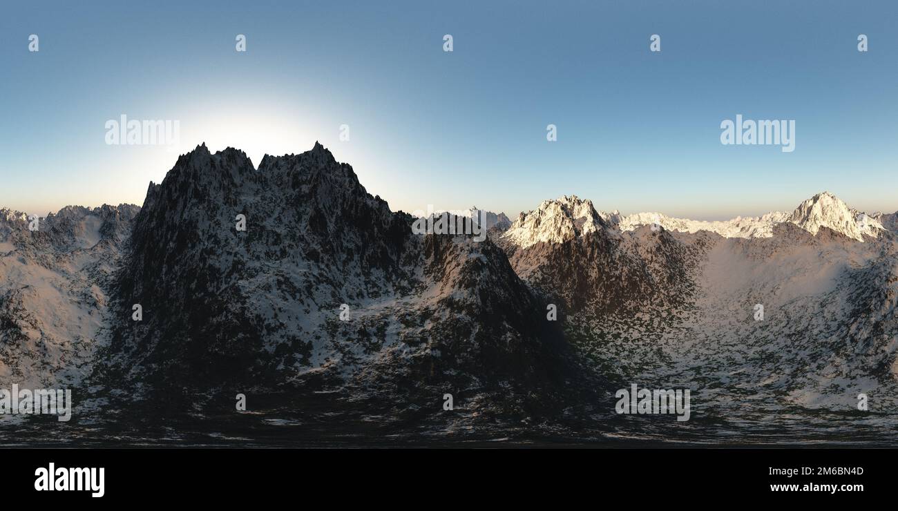 Panorama of mountains. made with the one 360 degree lense camera ...