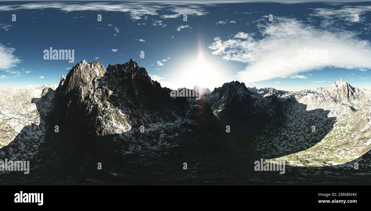 Panorama of mountains. made with the one 360 degree lense camera ...