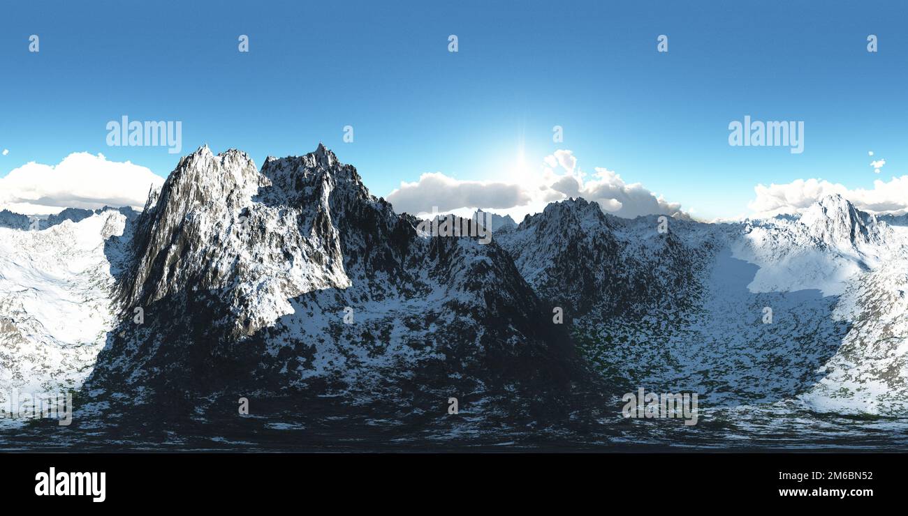 Panorama of mountains. made with the one 360 degree lense camera ...