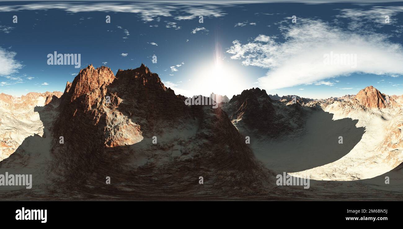 Panorama of rocks in desert. made with the one vr 360 degree lense ...