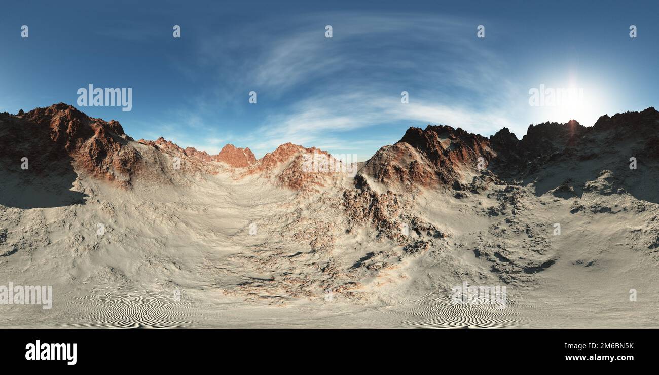 Panorama of rocks in desert. made with the one vr 360 degree lense ...