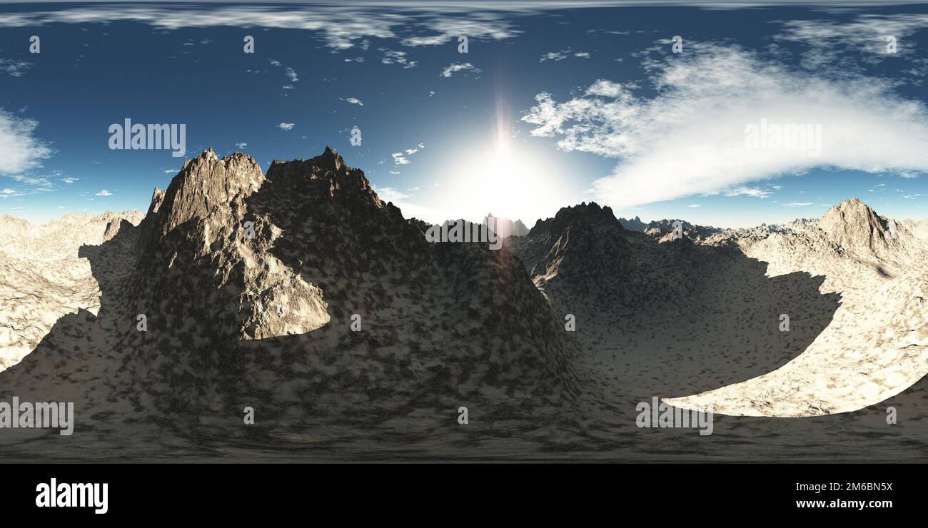 Panorama of rocks in desert. made with the one vr 360 degree lense ...
