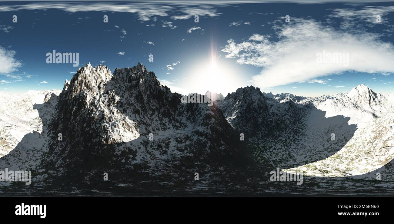 Panorama of mountains. made with the one 360 degree lense camera ...