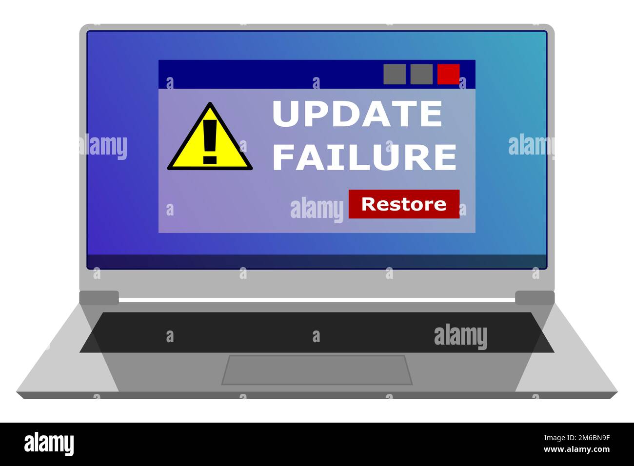 A laptop with a window showing an alert after an unsuccessful attempt ...