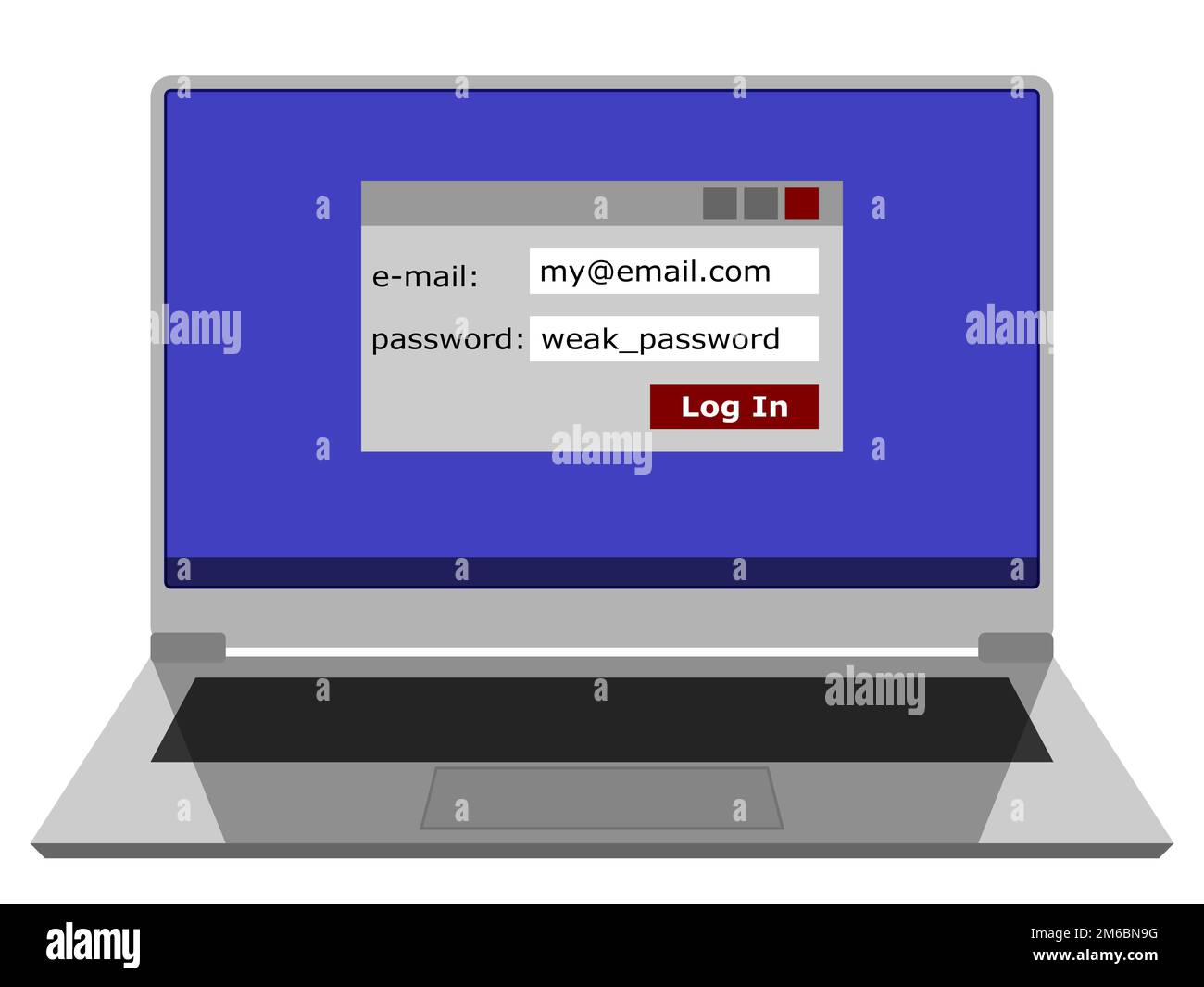 A Laptop With A Window Securing The Access When A User Uses A Weak Insecure Password That Can Be