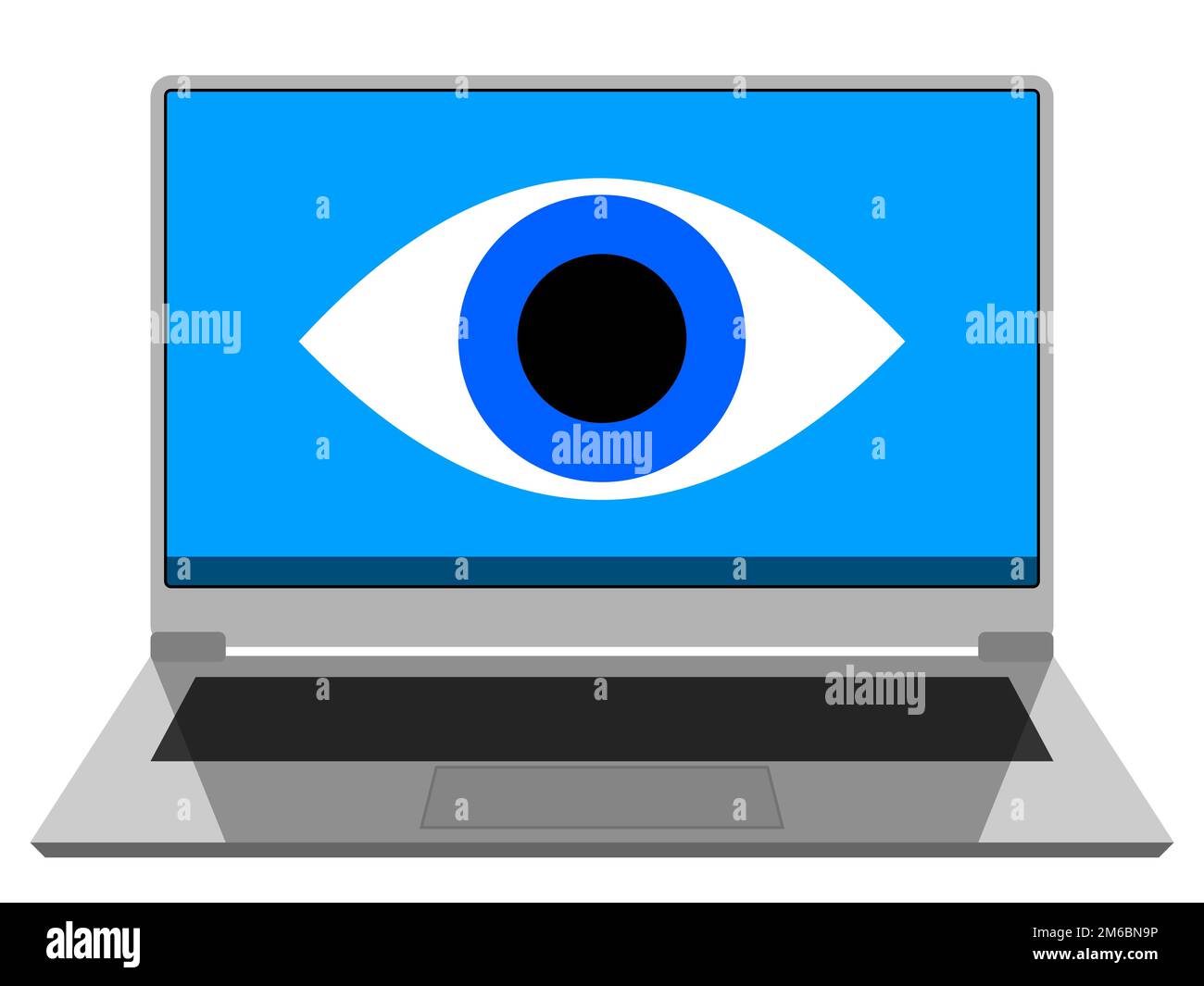 Illustration of a notebook with an eye on a display showing the spying ...