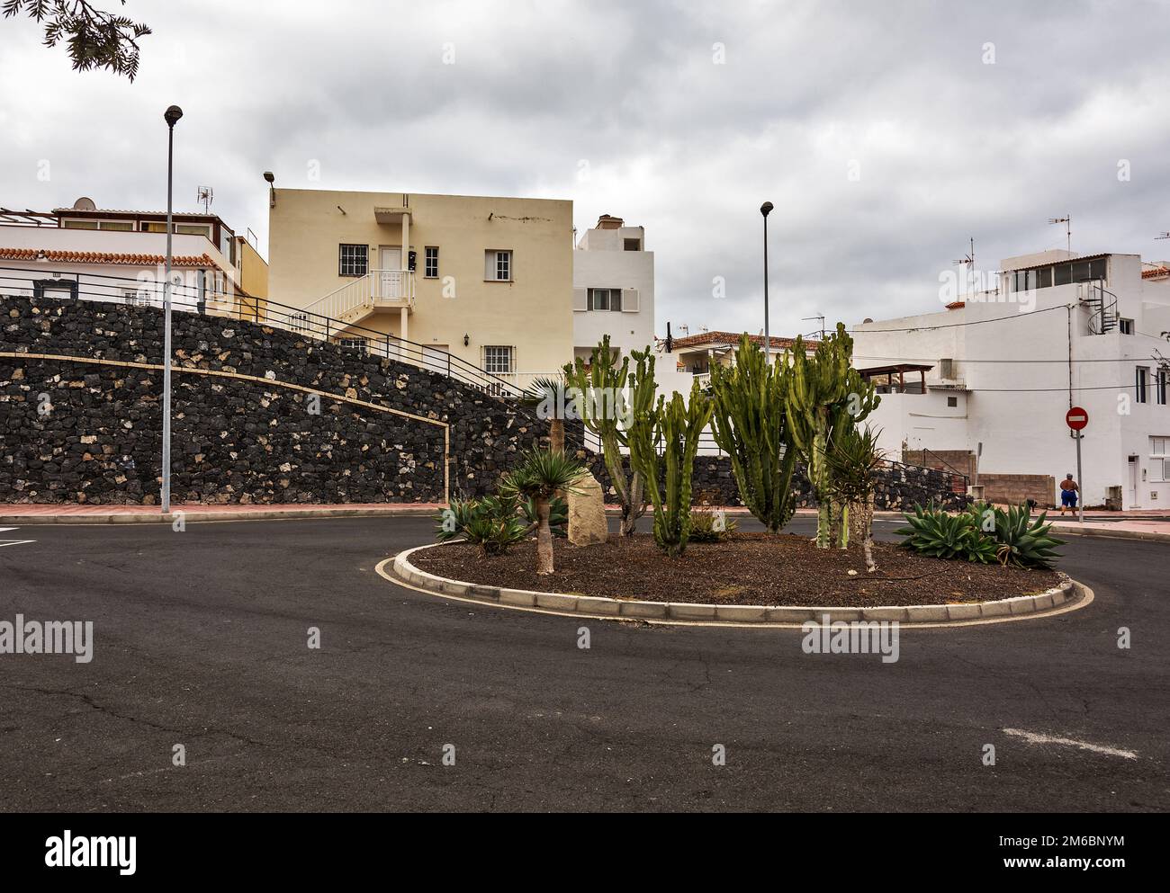 Road roundabout in a small town on the island of Tenerife (Spain Stock ...