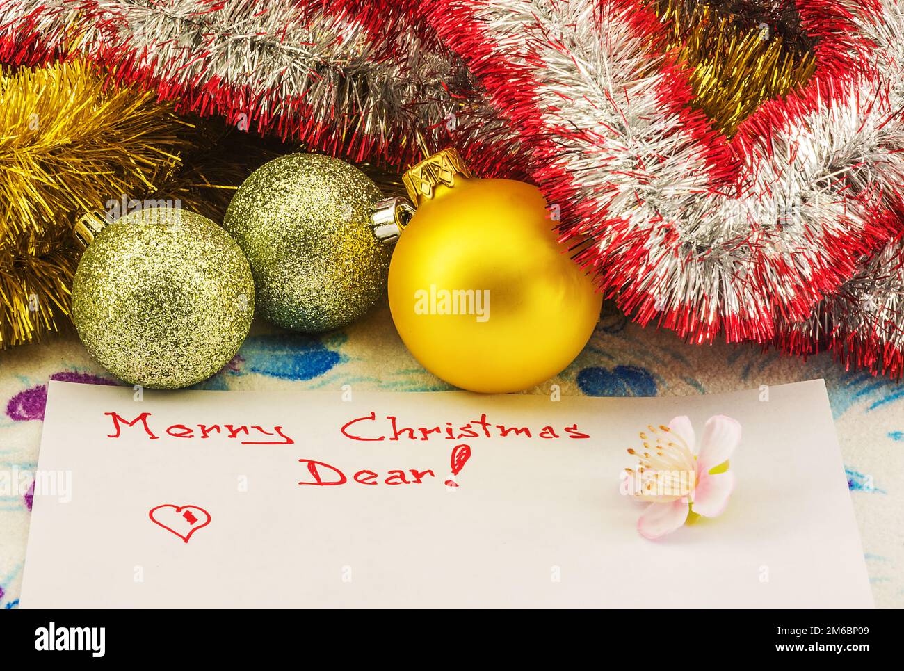 Congratulations on Christmas written in red on a sheet of paper Stock ...