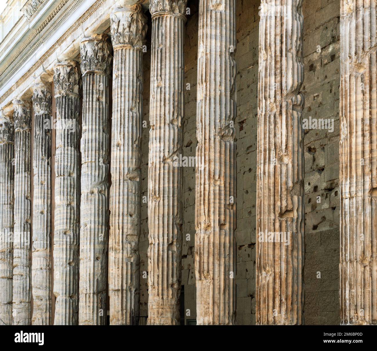 Columns of old building, Rome, Italy. Vintage colonnade of exterior for ...