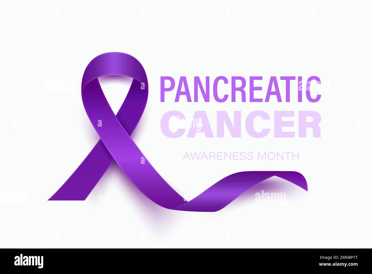 Pancreatic Cancer Banner, Card, Placard with Vector 3d Realistic Purple ...