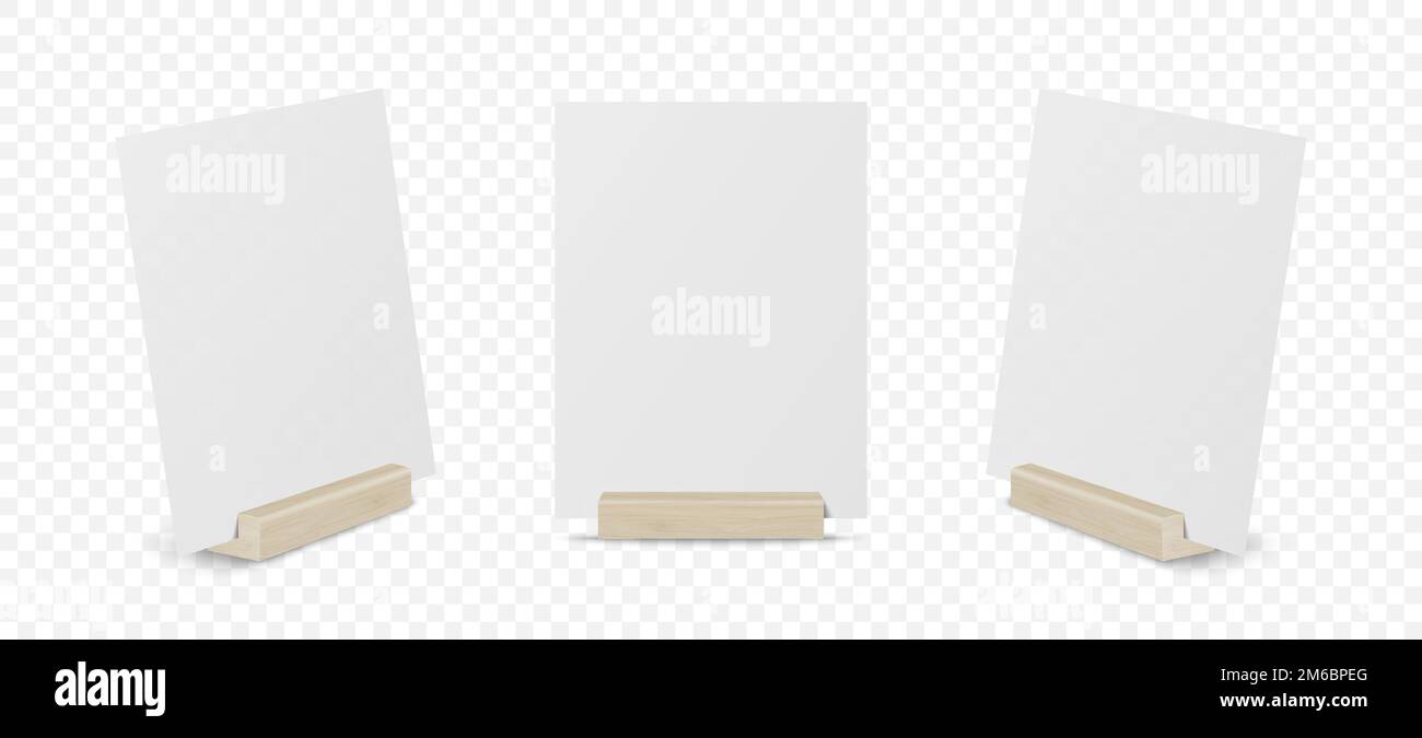 Vector 3d Realistic White Blank A4 Vertical Paper Sheet, Card on Wooden ...