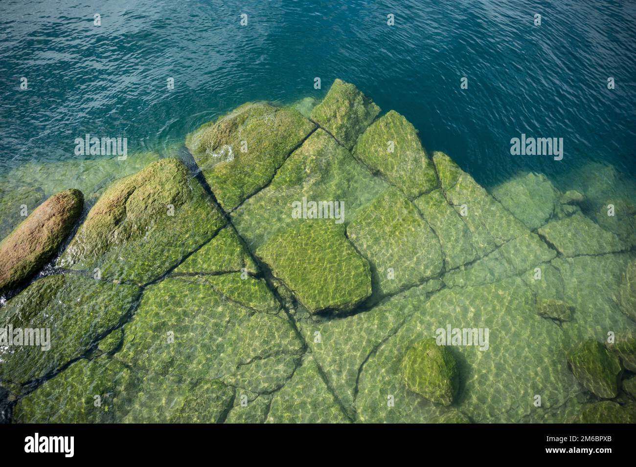 Rock at lakefront Stock Photo - Alamy