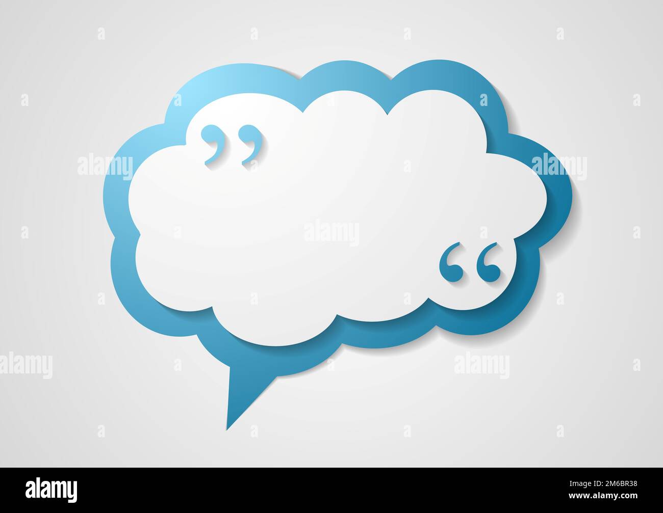 Blue cloud speech bubble with commas, quote background Stock Photo - Alamy