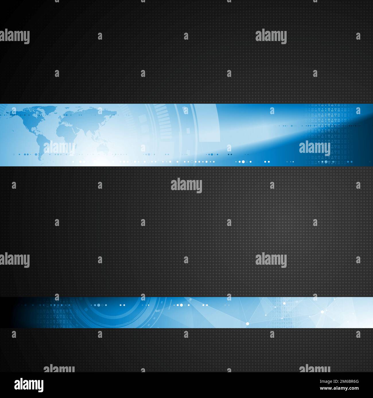 Brochure tech template with blue banner elements Stock Photo - Alamy