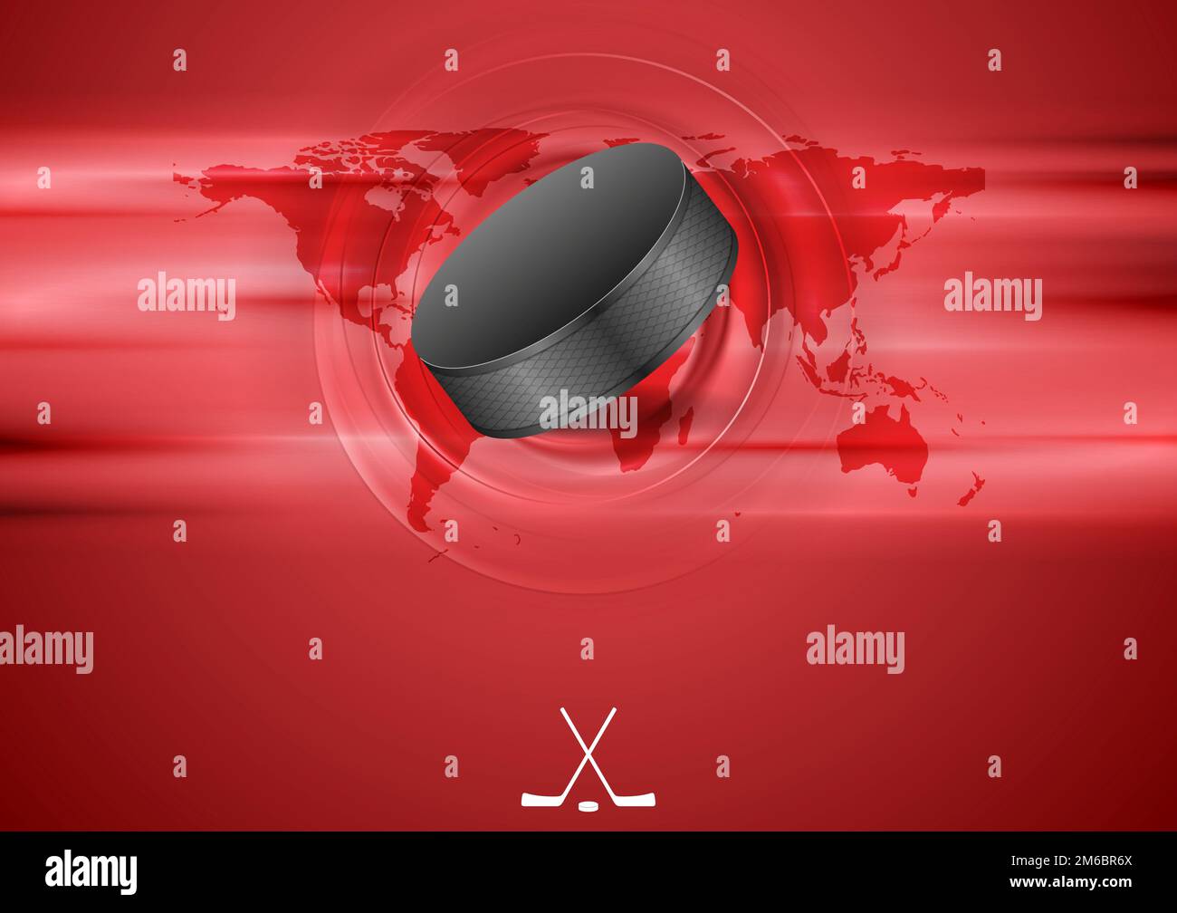 Red abstract hockey background with black puck Stock Photo - Alamy