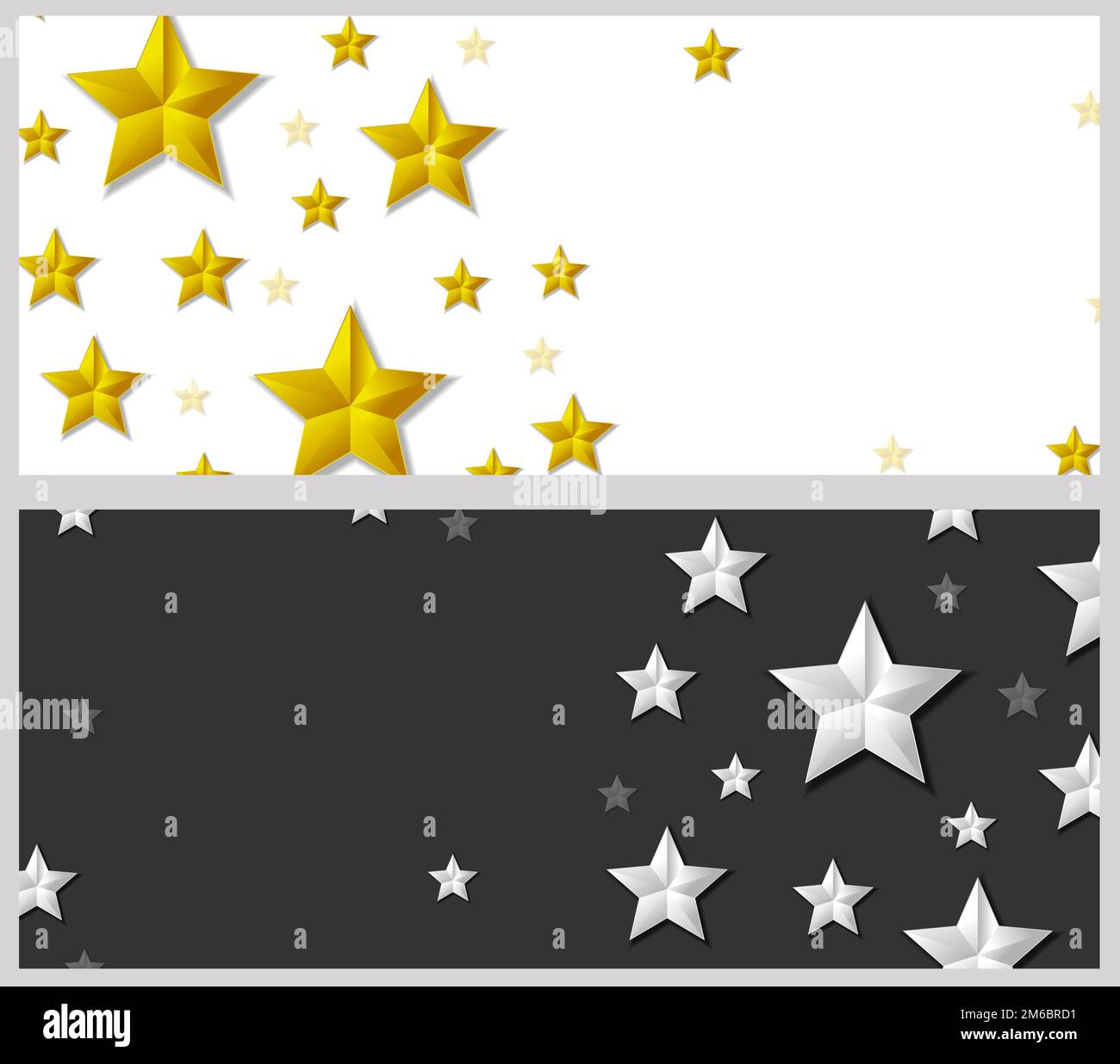 Abstract banners with silver and golden stars Stock Photo - Alamy