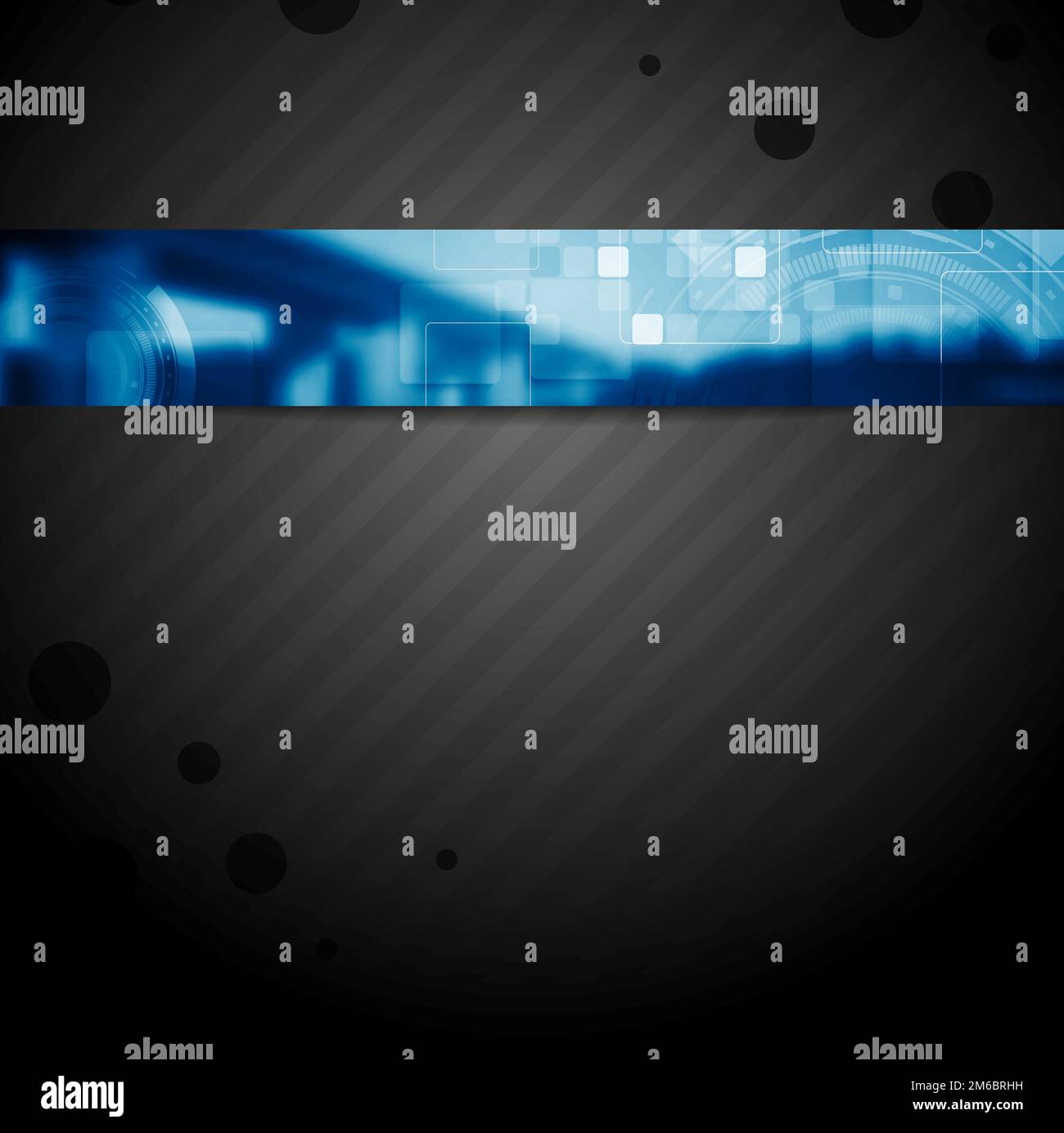 Brochure tech template with blue web header banner Stock Photo - Alamy