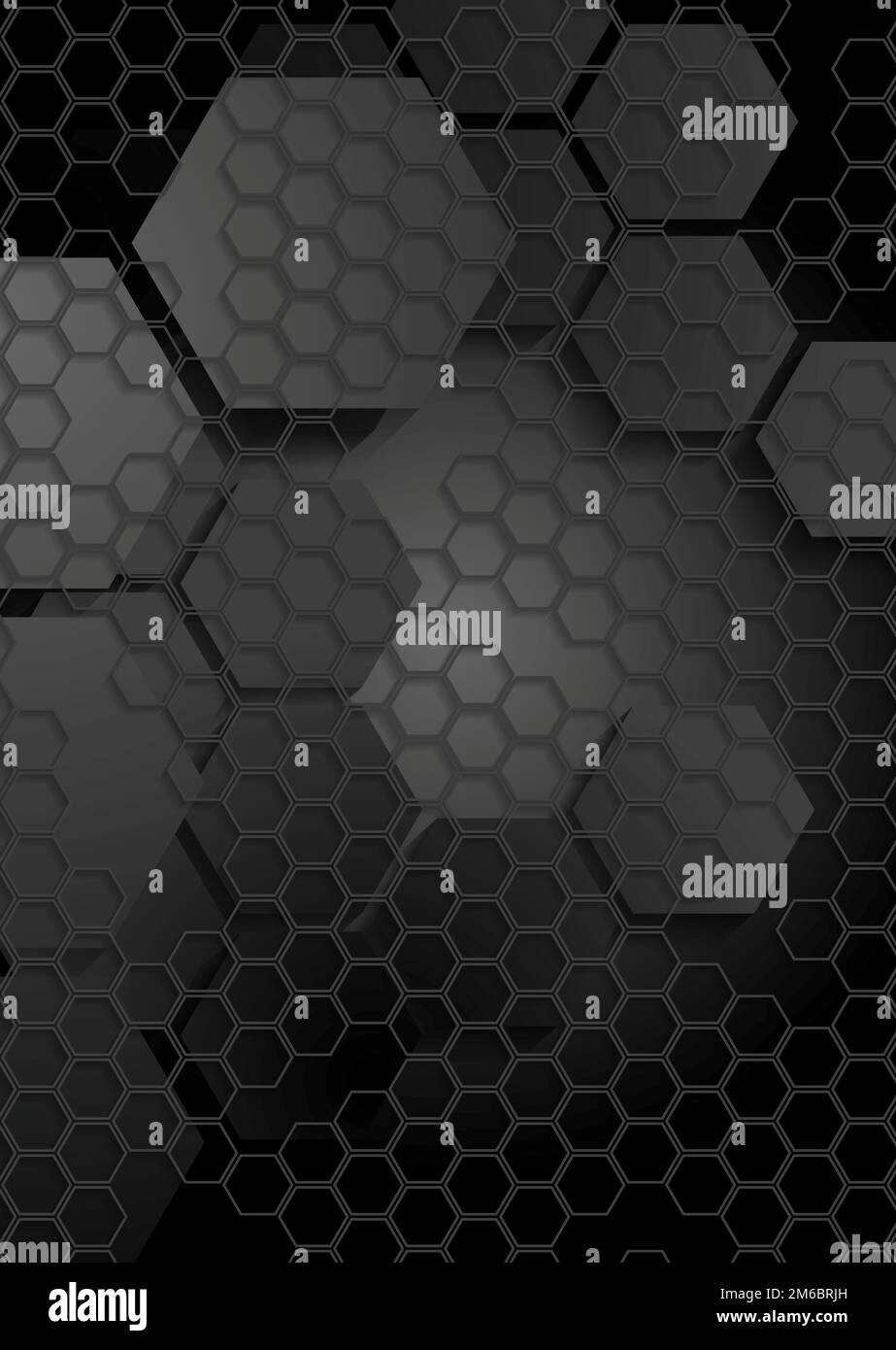 Tech geometric black background with hexagon texture Stock Photo - Alamy