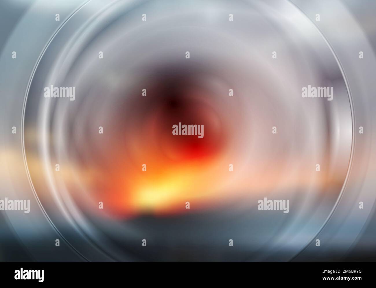 Abstract surreal futuristic circles on sunset sky background Stock ...