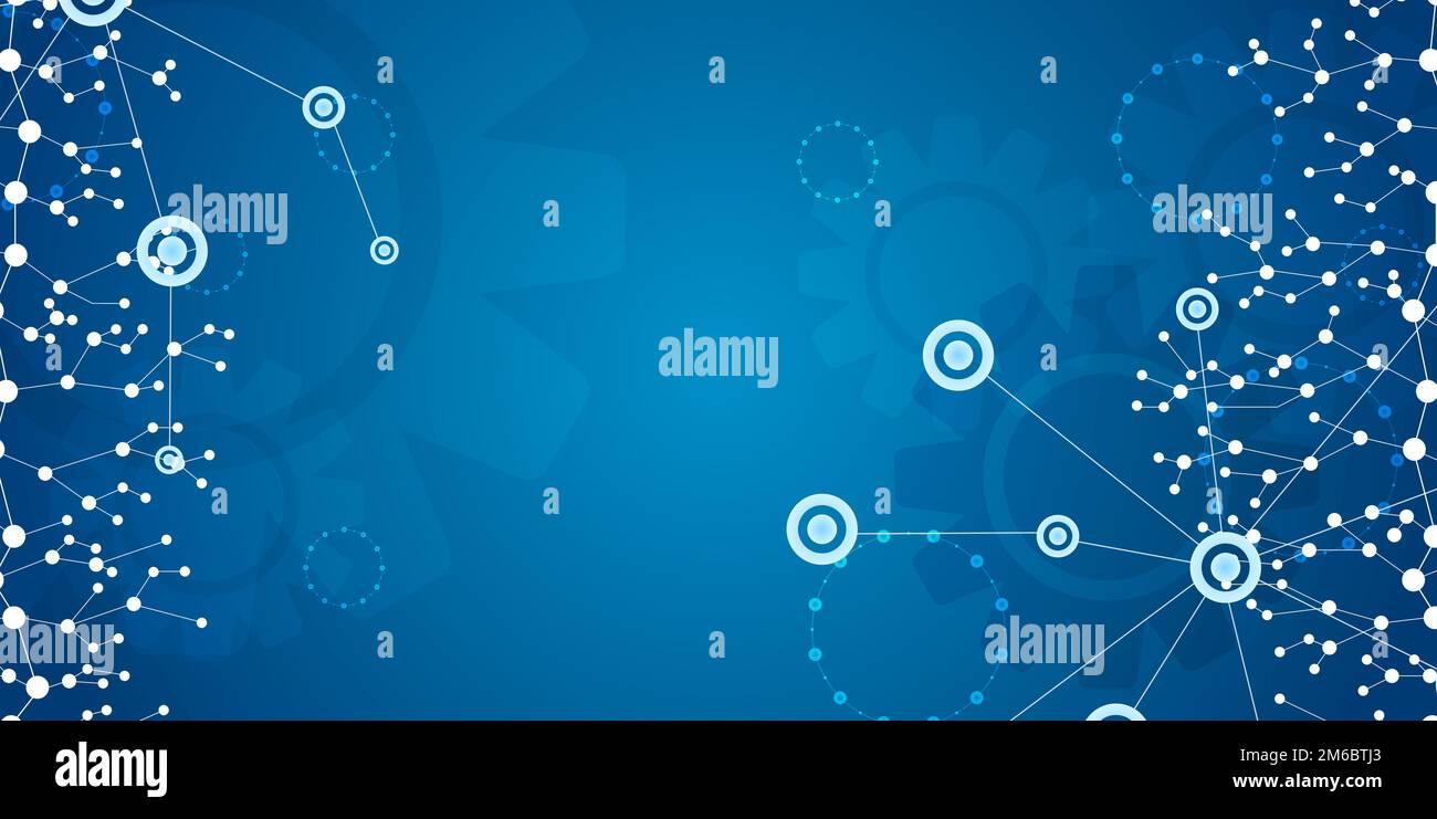 Bright blue tech communication banner Stock Photo - Alamy