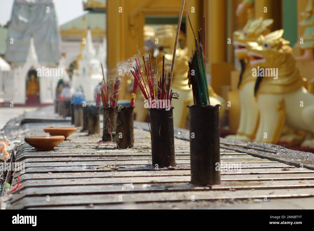 Incense Sticks Burning with Smoke Stock Photo - Alamy