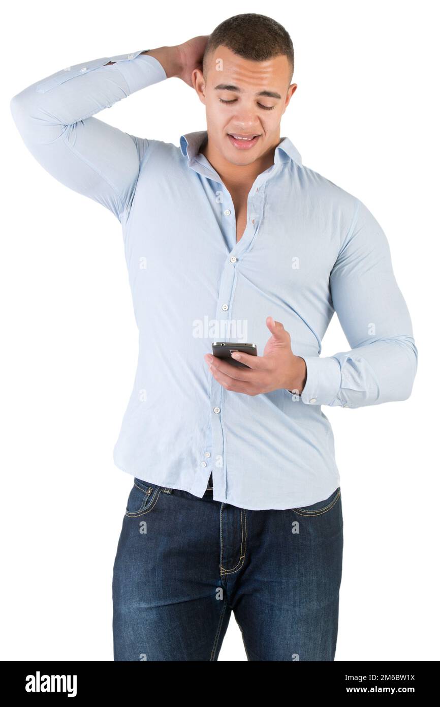 Man text message Cut Out Stock Images & Pictures - Alamy