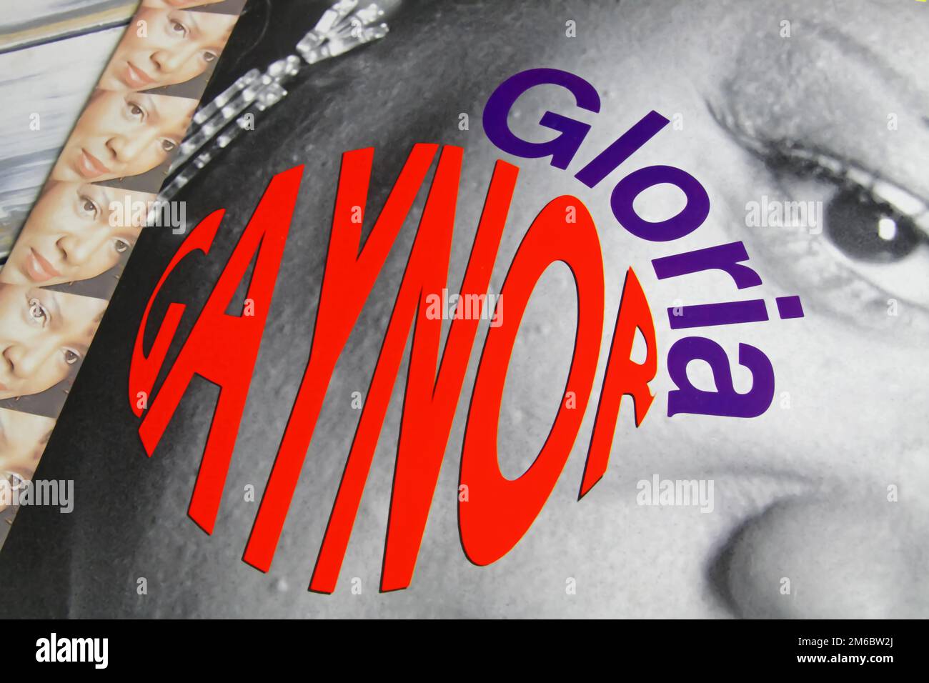 Viersen, Germany - January 2. 2023: Closeup of isolated vinyl record ...