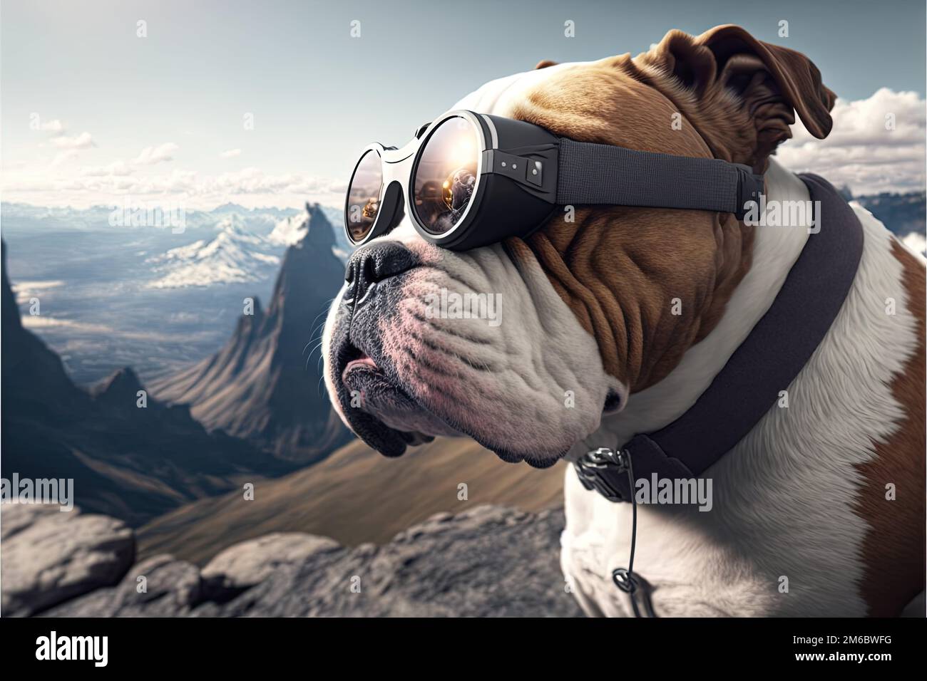 Dog wearing a VR Virtual Reality headset Stock Photo - Alamy