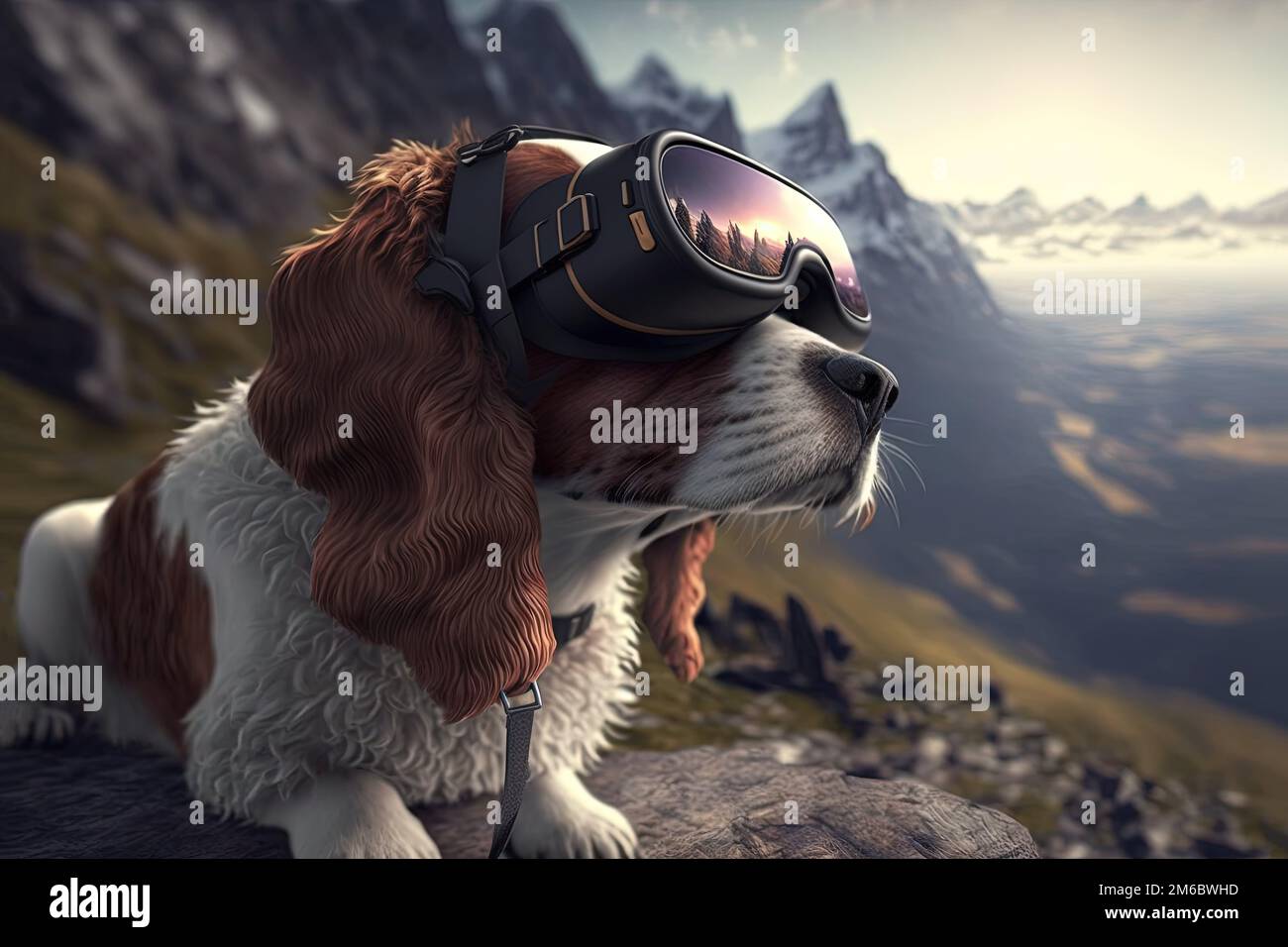 Dog wearing a VR Virtual Reality headset Stock Photo - Alamy