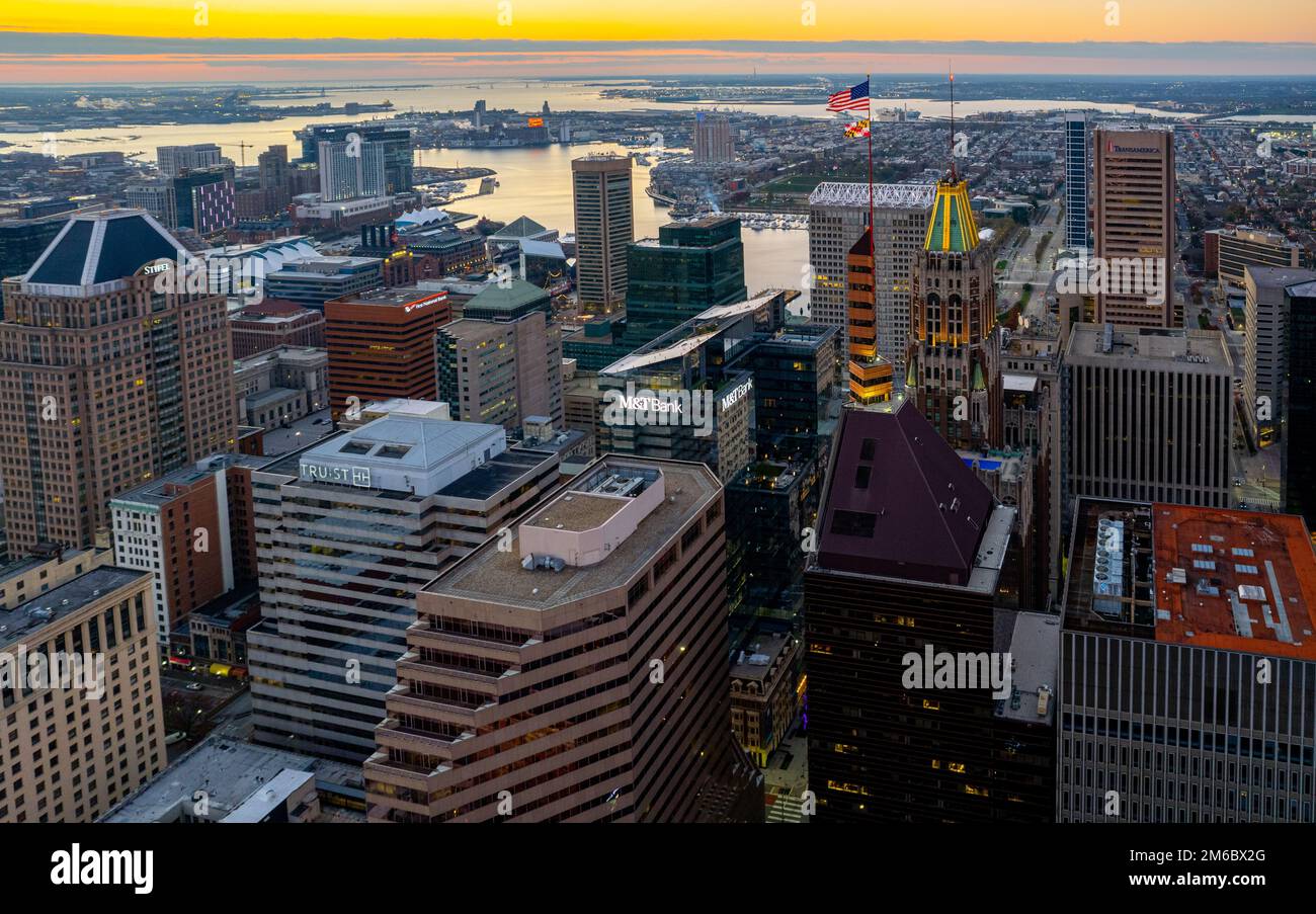 An aerial view of the Baltimore downtown on a sunrise Stock Photo - Alamy