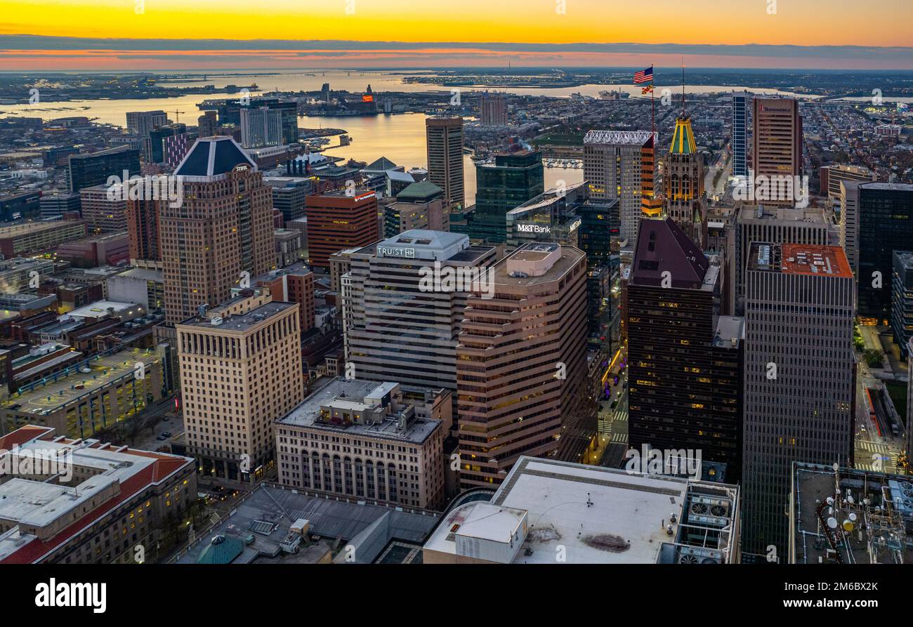 An aerial view of the Baltimore downtown on a sunrise Stock Photo - Alamy