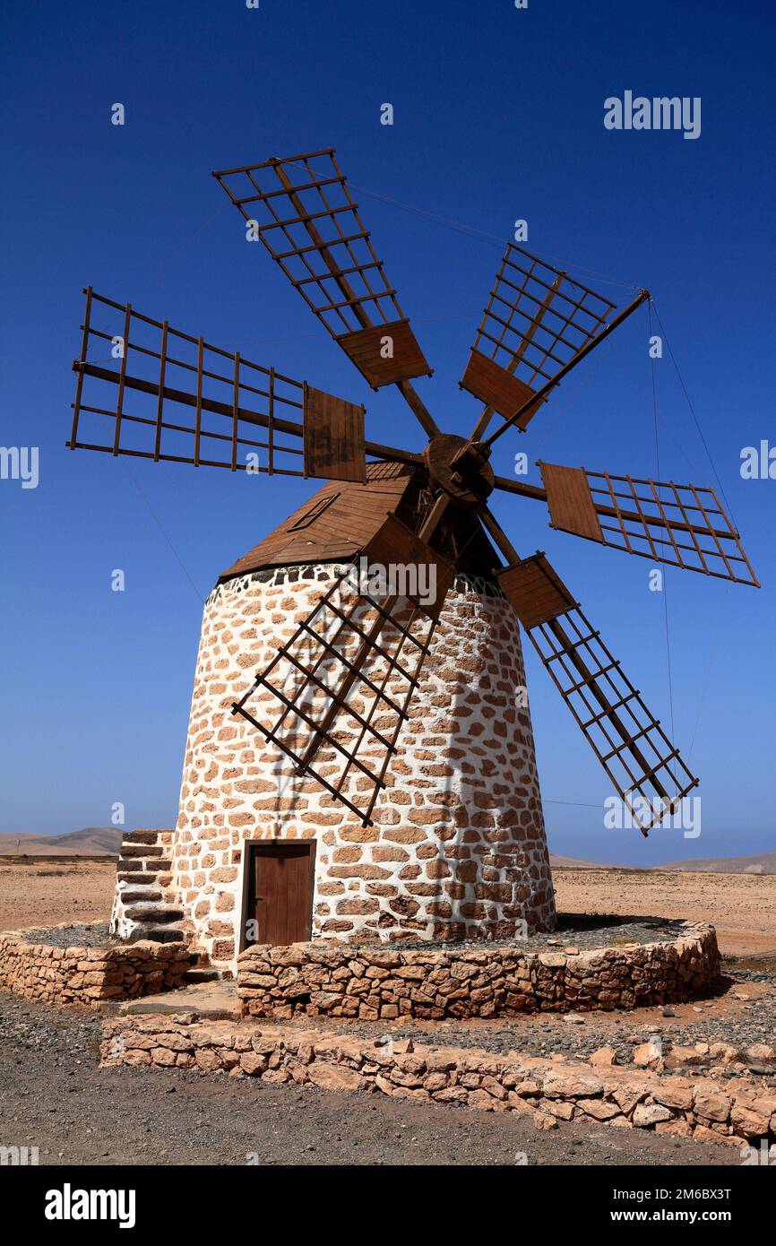 Old windmill near Tefia village, Fuerteventura, Canary Islands, Spain ...