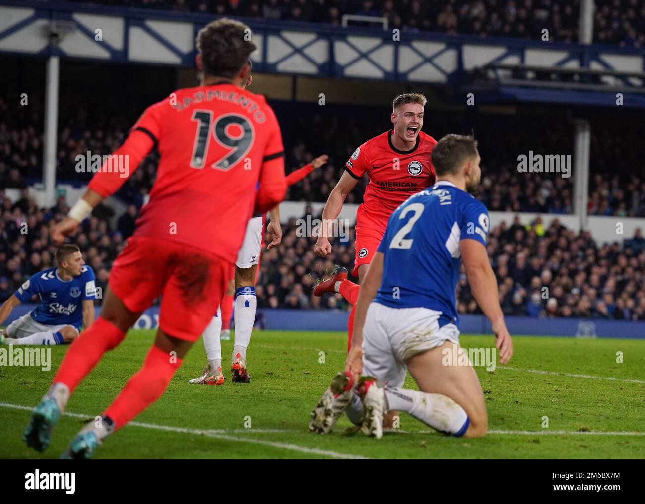 Brighton and Hove Albion's Evan Ferguson celebrates scoring their side ...