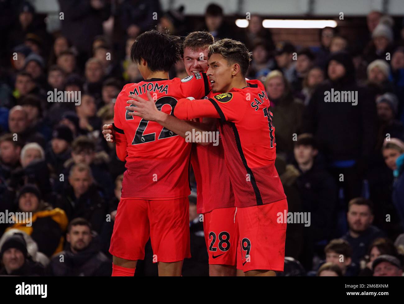 Brighton and Hove Albion's Evan Ferguson celebrates scoring their side ...