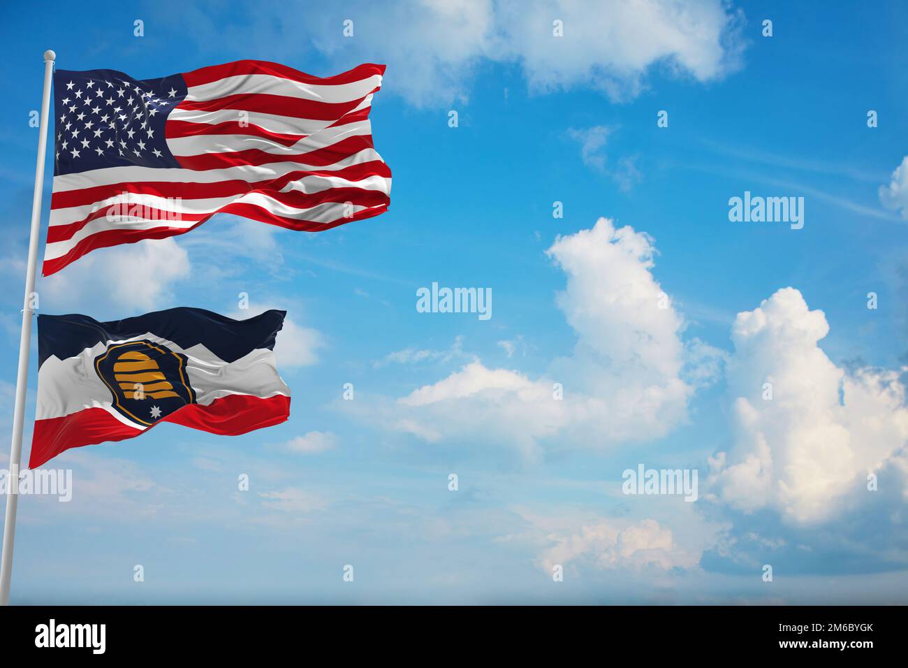 Large official Flag of US with smaller flag of Utah new 2022 state, Usa ...