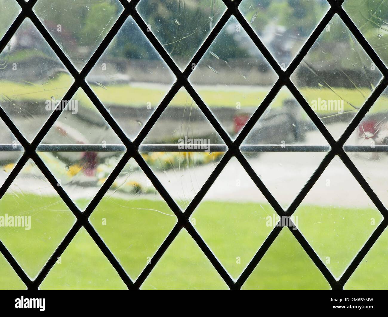 Diamond Patterned Window View Stock Photo - Alamy