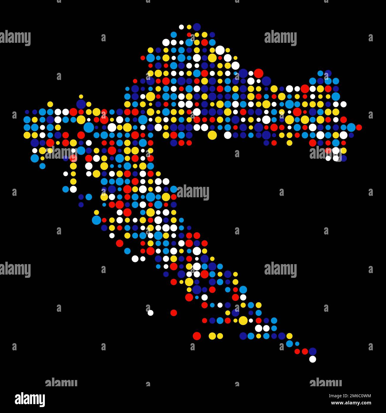 Croatia Map Silhouette Pixelated generative pattern illustration Stock ...