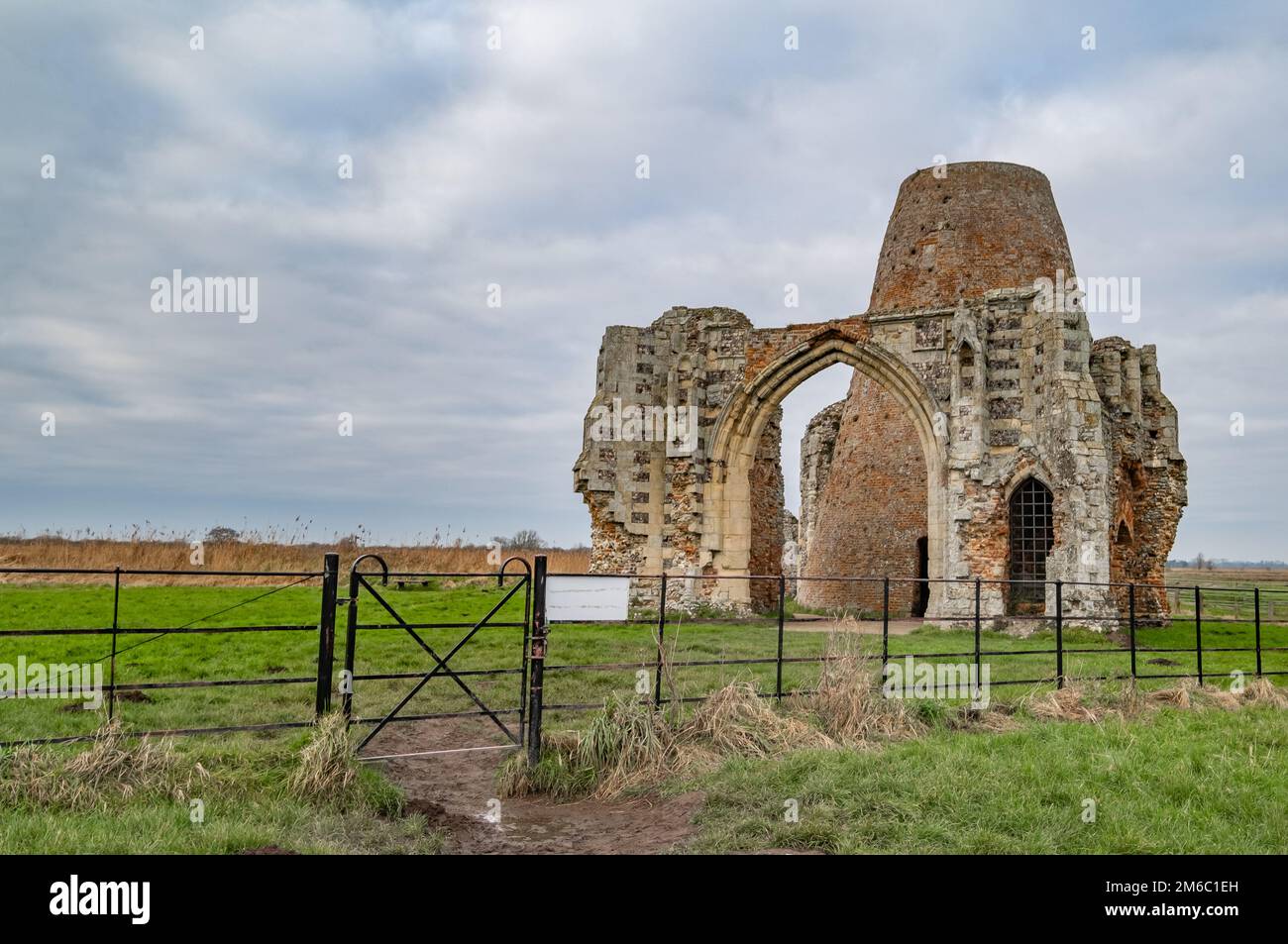 Ludham, Norfolk, UK – January 2022. St Benet’s Abbey alongside the ...
