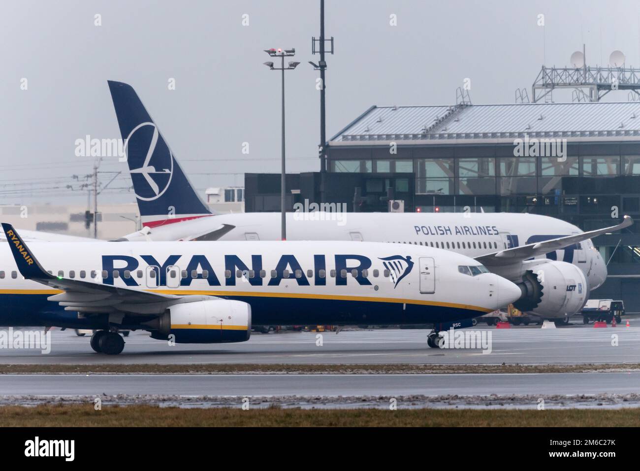 Low cost airline Ryanair aircraft Boeing 737-800 in Gdansk, Poland ...