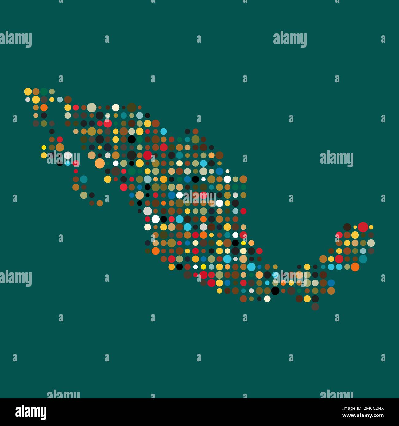 Mexico Map Silhouette Pixelated generative pattern illustration Stock ...