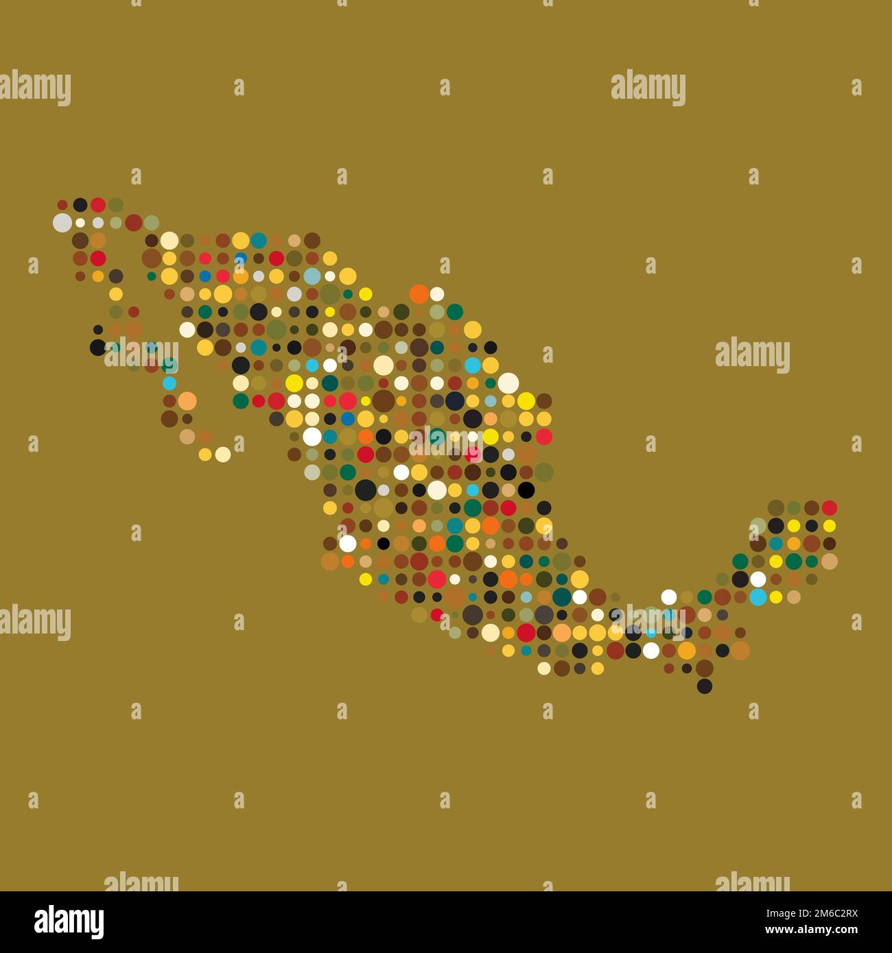 Mexico Map Silhouette Pixelated generative pattern illustration Stock ...