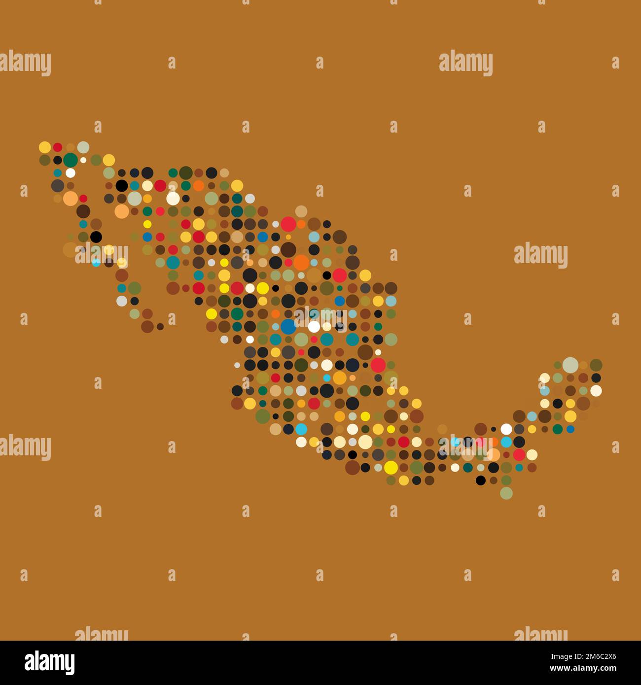 Mexico Map Silhouette Pixelated generative pattern illustration Stock ...