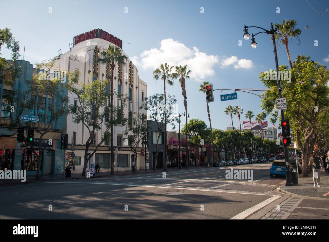 Hollywood boulevard with walk of fame, the Kress building in Los ...