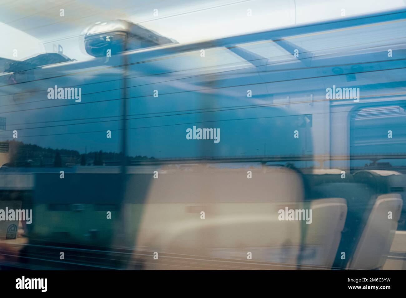 Movement window scene seen from the interior of a train Stock Photo - Alamy