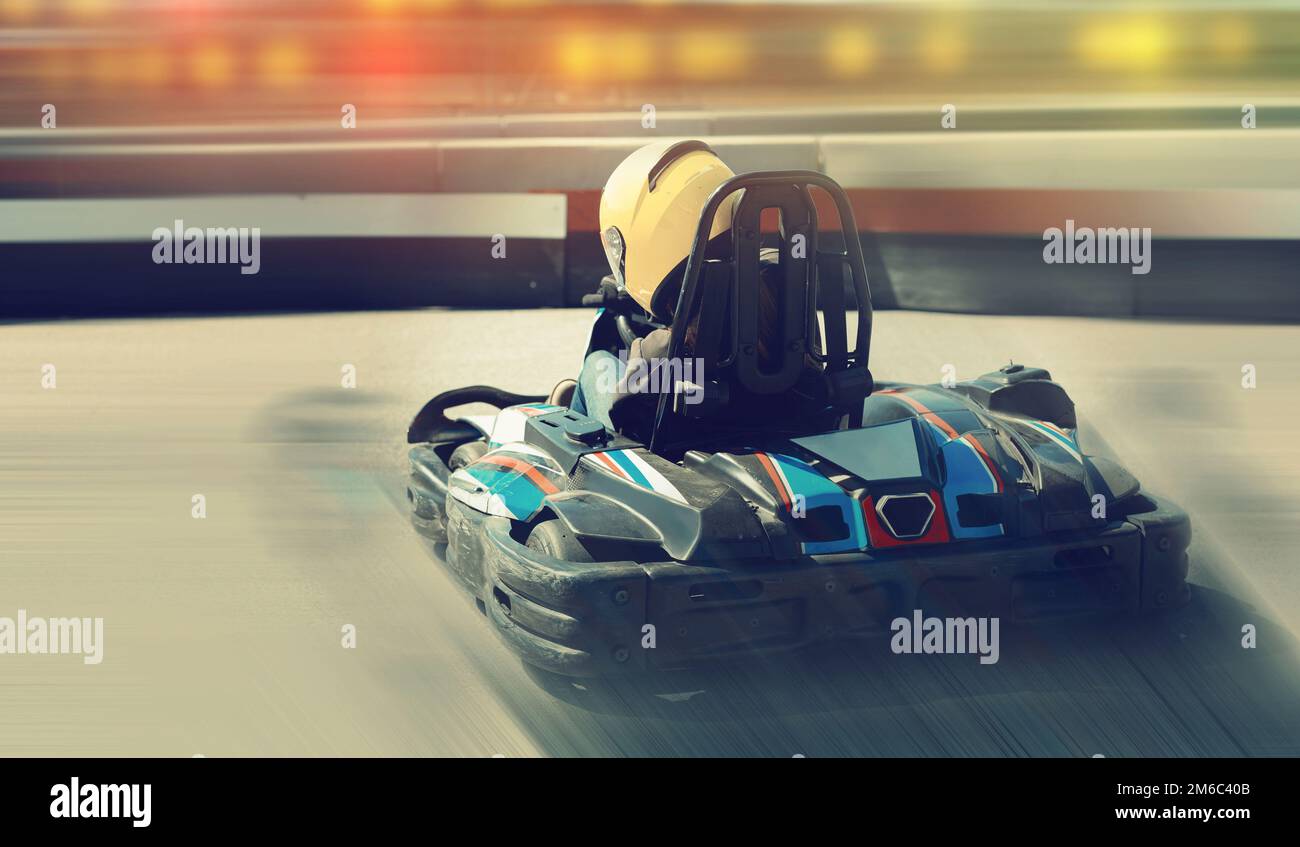 Female driving car for karting Stock Photo - Alamy