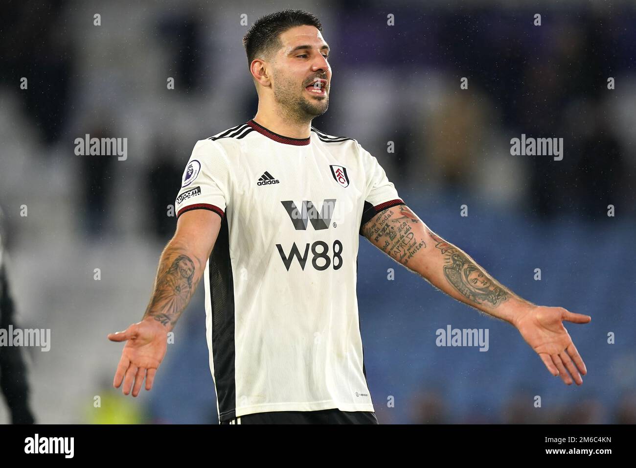 Fulham's Aleksandar Mitrovic celebrates victory after the final whistle ...